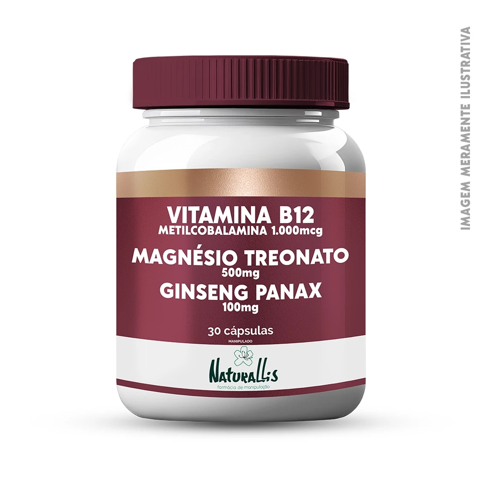 Vitamina B12 Metilcobalamina 1.000mcg C/ Magnésio Treonato 500mg e ...